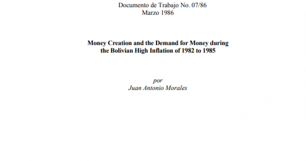 Money Creation and the Demand for Money during the Bolivian High ...