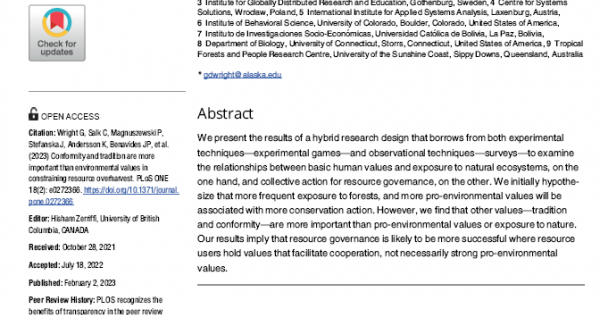 Conformity and tradition are more important than environmental values ...