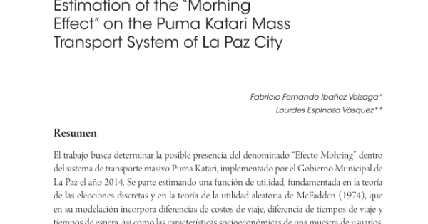 Estimación del “Efecto Mohring” en el sistema de transporte masivo Puma Katari de la ciudad de ...